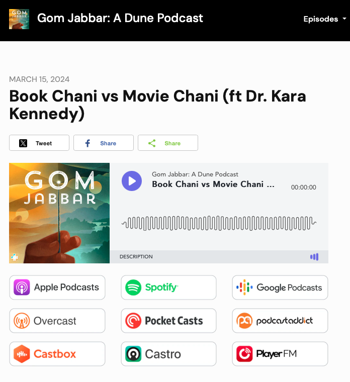 Chani on Gom Jabbar Dune Podcast - Dune Scholar
